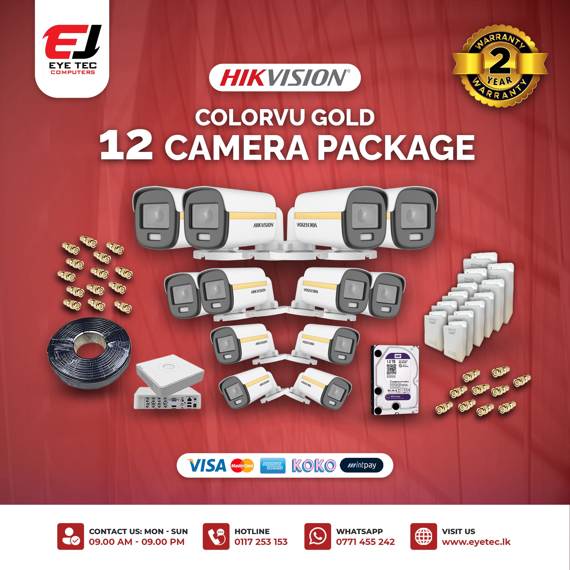 Hikvision ColorVu Gold Camera X 12 Package | EYE TEC Computers