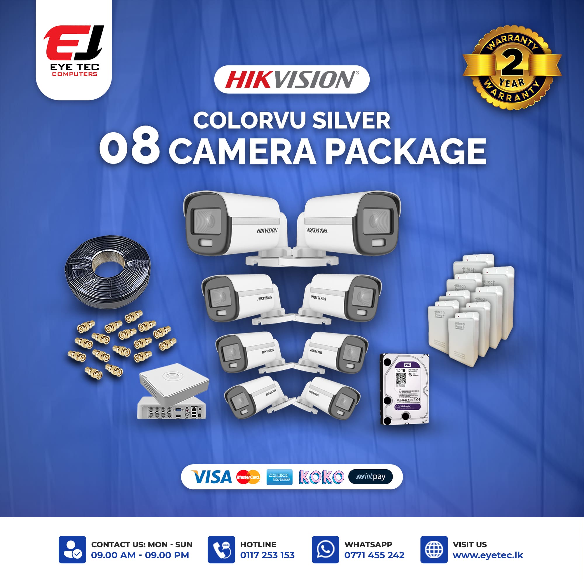 Hikvision ColorVu Silver Audio Camera X 08 Package | EYE TEC Computers